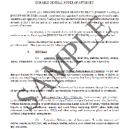 Durable Power of Attorney Non Springing
