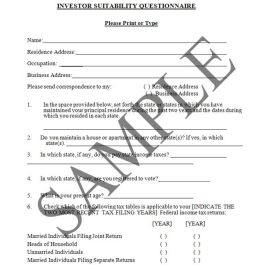 Investment Suitability Questionnaire