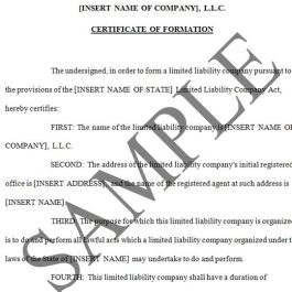 Certificate of Formation for a Single Limited Liability Company